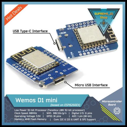 Jual Wemos D1 Mini Esp8266 | Arduino Alternatif Promo - Clone USB-C ...