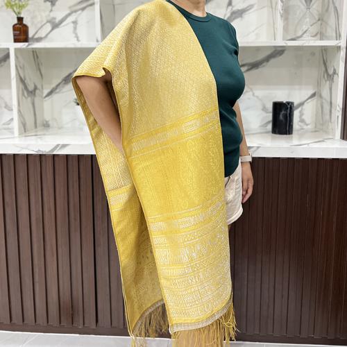 Jual Songket Batak Tumtuman Kombinasi Kristal dan Bemberg Warna Kuning ...