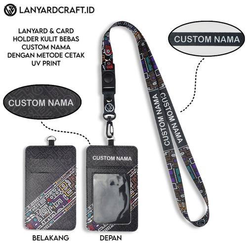 Jual V4 Id Card Holder Leather Custom + Lanyard Custom Nama Doodle ...
