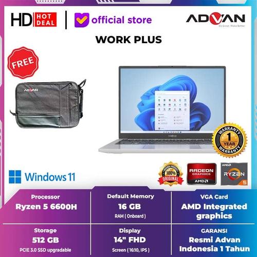 Promo ADVAN WORK PLUS SILVER AMD RYZEN 5-6600H 16GB 512GB WIN 11 ...