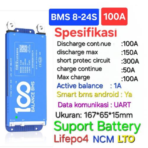 Jual smart bms 100balance lifepo4 LTO NCM batery management sistem ...