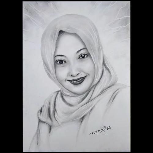 Jual Lukisan wajah, Sketsa hitam-putih ukuran A2 (42x59 cm - 1 muka ...