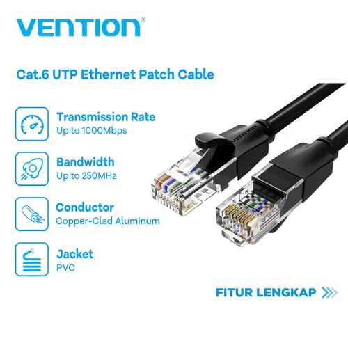 Jual Vention Kabel LAN RJ45 Cat.6 Gigabit Ethernet UTP - IBE, 5 Meter ...
