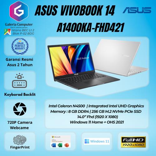 Jual Asus vivobook a1400ka intel n4500 8gb 256gb ssd 14"fhd win11 ohs21 ...