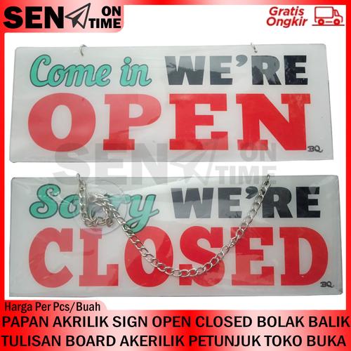 Jual Papan Akrilik Petunjuk Bolak Balik Open Closed Sign Stiker Board ...
