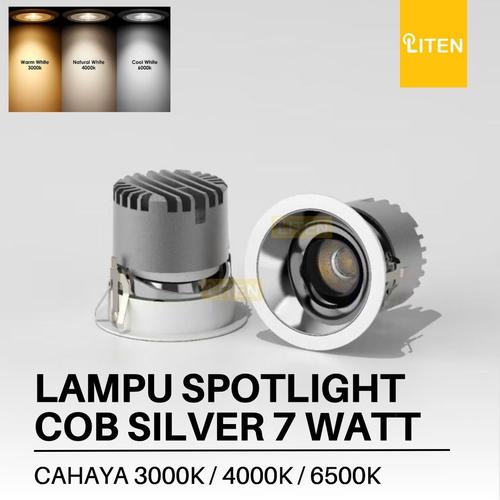 Jual Lampu Sorot COB Spotlight Silver 7W 7 watt Spot Light LED downlight plafon CRI Ra 95 ...