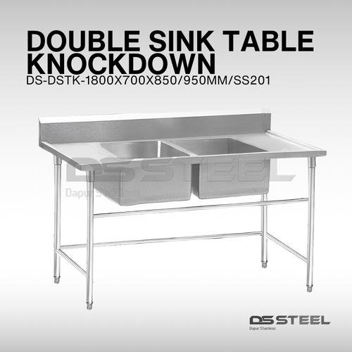 Jual DS STEEL Double Sink Table Stainless Knockdown Ukuran 1800x700x850 ...