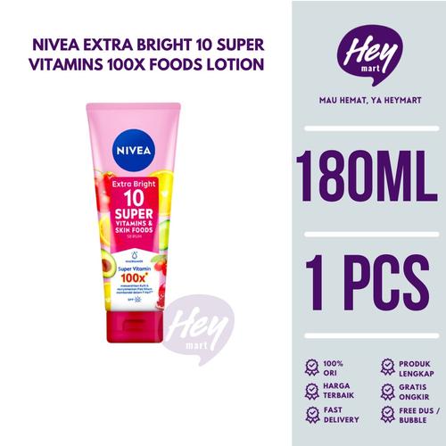 Jual NIVEA EXTRA BRIGHT 10 SUPER VITAMINS 100X & SKIN FOODS SERUM TUBE ...