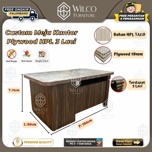 Jual Custom Meja Kantor Plywood HPL TACO | Meja Kantor HPL 3 Laci ...