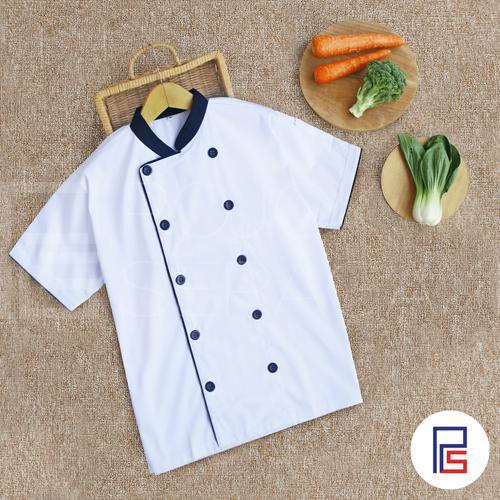 Jual Baju Seragam Chef - Lengan Pendek // Warna Terang - Putih - Hitam ...