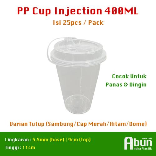 Promo Cup PP Injection 400ml (14oz) Isi 25pcs (Plus Lid+Cap) - Clear Sambung - Jakarta Selatan ...