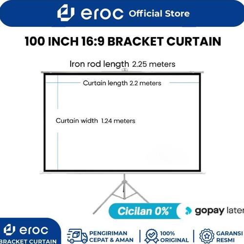 Jual EROC Screen Proyektor with tripod - Ukuran 100 Inch Kain polyster ...