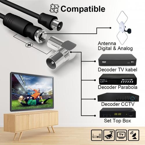 Jual 12m Kabel Antena TV Parabola CCTV Coaxial Cable Male to Male PX ...