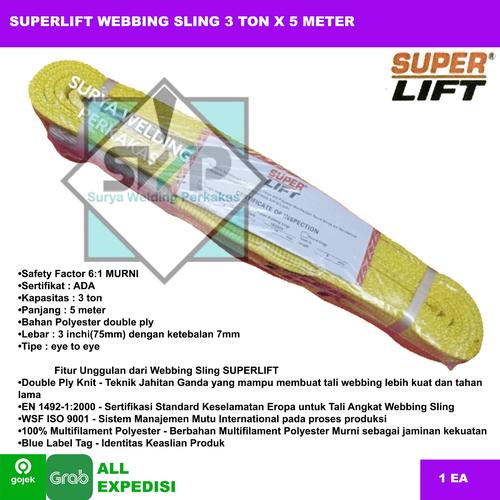 Jual SUPERLIFT Webbing sling 3ton x 5meter / Tali angkat 3Tx5M - Kota ...