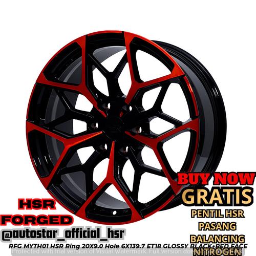 Jual VELG HSR FORGED RFG MYTH01 HSR R20 LEBAR 9 PCD 6X139,7 ET18 GLOSSY BLACK RED FACE PAS BUAT ...