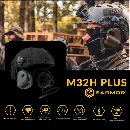 Jual EARMOR M32H Plus Helmet Earmuffs - Military Tactical Headset - ARC ...