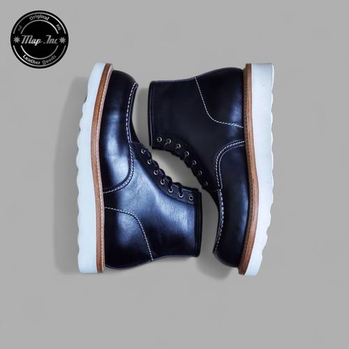 Jual Moc Toe Boots Stromewelt Custom Black - Sepatu Moc Toe Boot Kulit ...