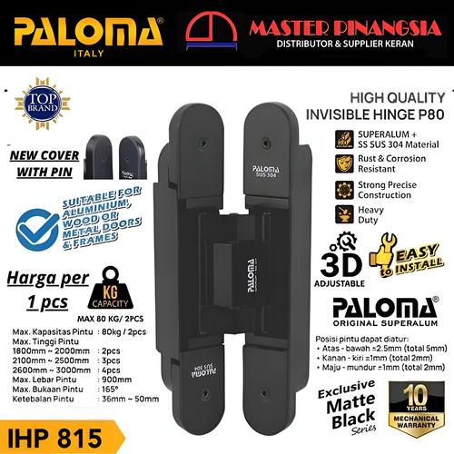 Jual PALOMA IHP 815 INVISIBLE HINGE ENGSEL PINTU TANAM CONCEALED P80 ...