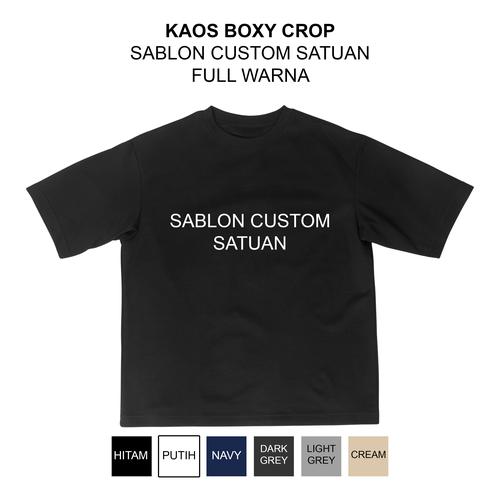 Jual Kaos Boxy sablon custom satuan full warna - Logo dada kiri, XXL ...