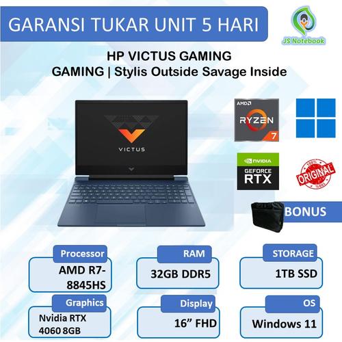 Jual HP VICTUS 16 RYZEN 7 8845HS RTX4060 8GB/ 32GB 1TB W11+OHS 16.1FHD ...