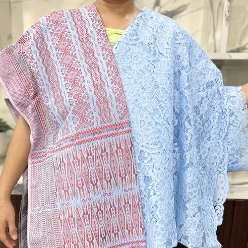 Jual Songket Batak Asli Tenun Tangan Tumtuman Blue Ice Red - Kota Depok ...