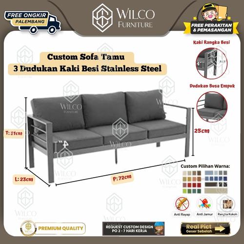 Jual Custom Sofa Tamu 3 Seat Kaki Besi Stainless | Sofa Tamu Custom 3 ...