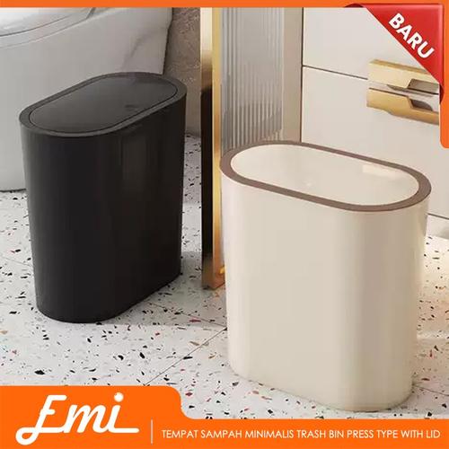 Jual Tempat Sampah Minimalis Compact & Slim Trash Bin Press Type with Lid - Cream - Kota Bandung ...