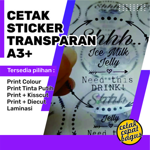 Jual Cetak Stiker Transparan A3 | Print & Cut sticker kemasan | MURAH ...