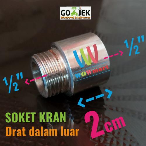 Jual Soket Kran 1/2" Inch Inci Drat Luar Dalam Panjang 2 cm Stainless ...
