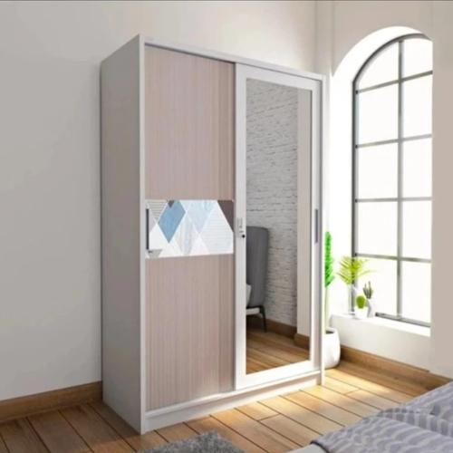 Jual Lemari Baju 2 pintu sliding plat besi lemari pakaian sliding kaca ...