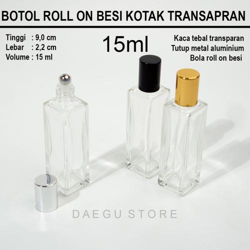 Jual Botol Roll On 15ml Kaca Kotak Tebal - Bola Roller Rollon Besi ...