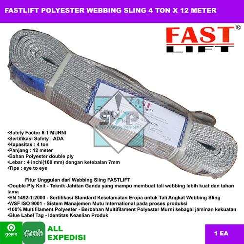 Jual FASTLIFT polyester webbing sling 4 ton x 12 meter/tali angkat ...