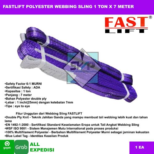 Jual FASTLIFT polyester webbing sling 1 ton x 7 meter/tali angkat ...