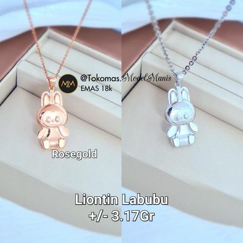 Jual Liontin Boneka Labubu Putih Rosegold 750 kadar 18k - 3,11gr-Rose ...