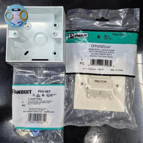 Jual FACEPLATE RJ45 1PORT PANDUIT CFPUKS2SIWY LENGKAP MODULAR JACK CAT ...