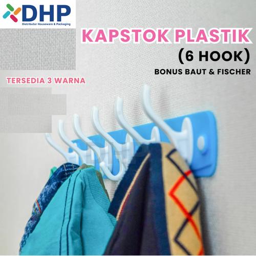 Promo Kapstok Gantungan Baju Plastik Baris 6 Hook / Gantungan Baju Kait ...