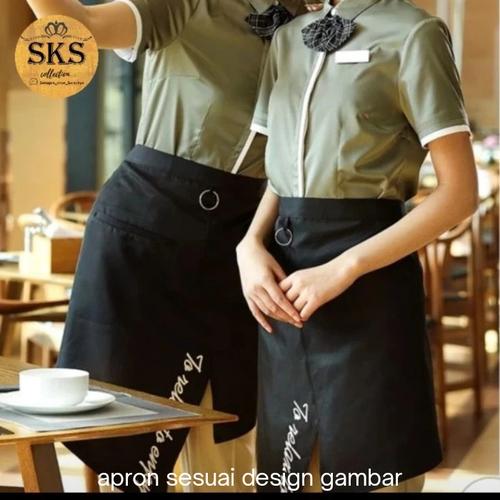 Jual grosir set apron dan kemeja uniform resto custom cafe uniform ...