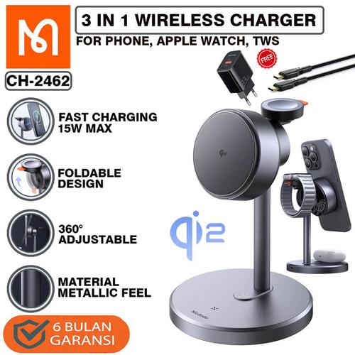 Promo Mcdodo CH 2462 3 in 1 Magsafe 360 Stand Charger 15w - Mag Magnet ...