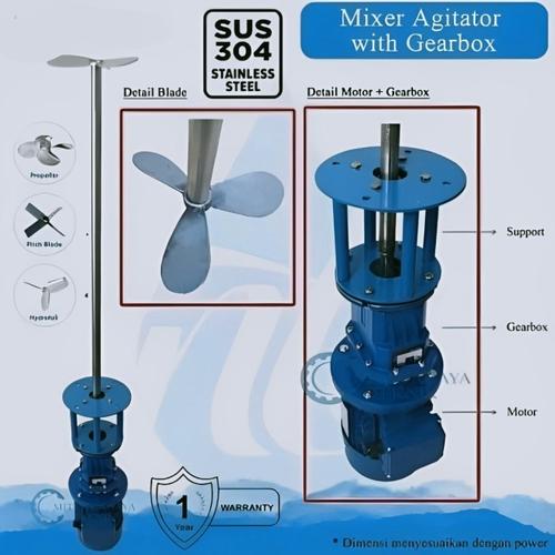 Jual AGITATOR MIXER KIMIA 1.1KW 1.5HP 3PHASE 380v WITH GEAR BOX 200RPM ...