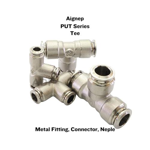 Jual Aignep Fitting Tee Metal Connector Pneumatic Push In Fitting Hose ...