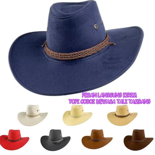 Jual Topi Coboi Tambang Dewasa Topi Cowboy Amerika Laken Semi Kulit ...