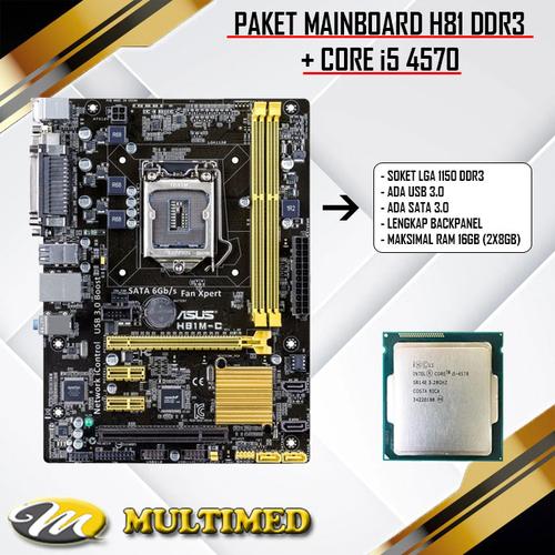 Jual Paket Mainboard Intel LGA 1150 H81 Ddr3 + Core i5 4570 - ECS ...