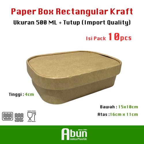 Jual Brown Kraft Rectangular Container 500/650/750/1000 (10pcs) - 500 ...