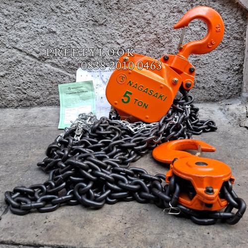 Jual Chain Block Nagasaki 5 Ton 3 5 7 10 12 Meter Takel Hand Manual ...