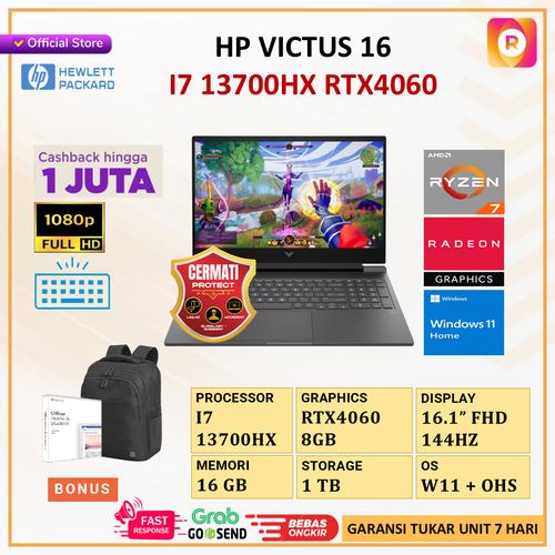 Promo HP VICTUS 16 R0888TX I7 13700HX RTX4060 16GB 1TB W11+OHS 16.1FHD ...