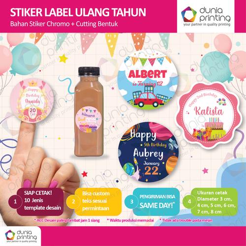 Jual Sticker Ulang Tahun Anak ukuran 3cm-4cm-5cm-6cm-7cm-8cm - design01 ...