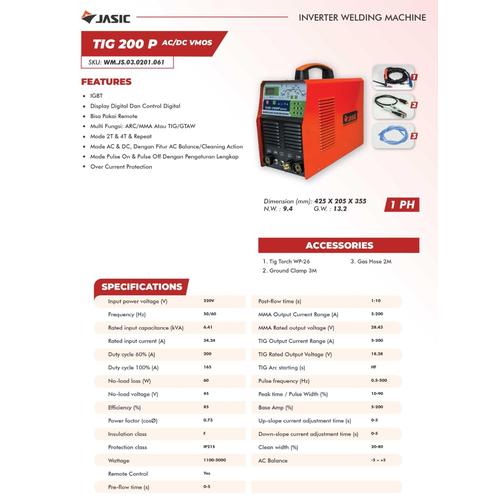 Jual Jasic TIG 200P AC/DC 220V Inverter Welder Mesin Las TIG200P ACDC ...