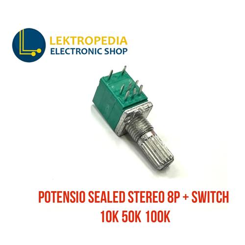 Jual Sealed Potensio Stereo + SWITCH 8P 10K 50K 100K Potensiometer ...