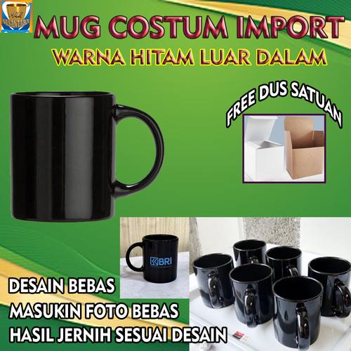 Jual MUG COSTUM WARNA HITAM/ MUG HITAM 2 SISI COSTUM / MUG COSTUM HITAM ...