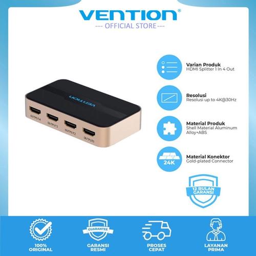 Jual Vention HDMI Splitter 4 Port 1 in 4 Out Full HD 3D 4K HDMI 2.0 ...